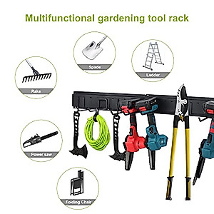 Garage Tool Storage Rack, Heavy Duty Garden Tool Holder Organizer Steel Hooks Wall Mounted Mop & Broom Storage Tool Rack with 7 Hooks Holds Garden Yard Tools,Christmas Gift for Men Dad