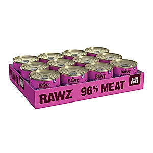Rawz Natural Premium Pate Canned Cat Wet Food - Made with Real Meat Ingredients No BPA or Gums - 5.5oz Cans 24 Count (Turkey & Turkey Liver)