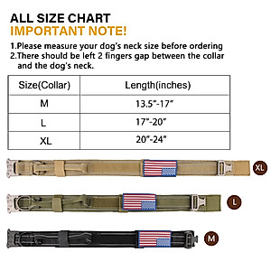 KCUCOP Tactical Dog Collar with Handle,Adjustable Military Dog Collar with Metal Buckle and Patches,Heavy Duty Dog Collars for Medium and Large Dogs (Brown-L)
