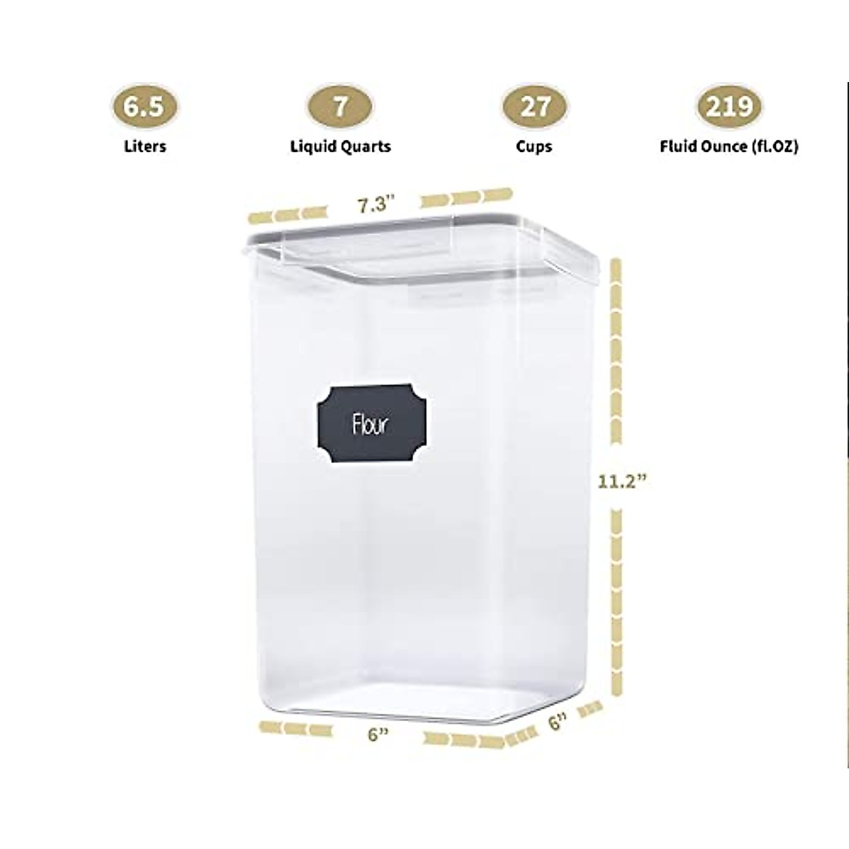 Storage Containers with lids airtight, 2 Pack 6.5L | 220 Oz | Extra Large Food Container Sets with lids, Kitchen Containers Rice Storage Container, Pantry Spaghetti Airtight Rice Containers Flour