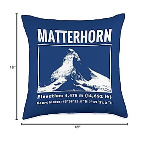 Mount Matterhorn Alps Switzerland Swiss Mountain Throw Pillow, 18x18, Multicolor