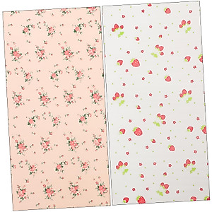 DOITOOL 2 Rolls Waterproof Shelf Liners Kitchen Drawer Mats Anti- Oil Rose Strawberry Printed Cupboard Pad Refrigerator Liners Table Place Mat for Kitchen Cabinet