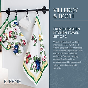 Elrene Home Fashions Villeroy & Boch French Garden Kitchen Towels, Dish Towels, 18 Inches by 28 Inches, Set of 2