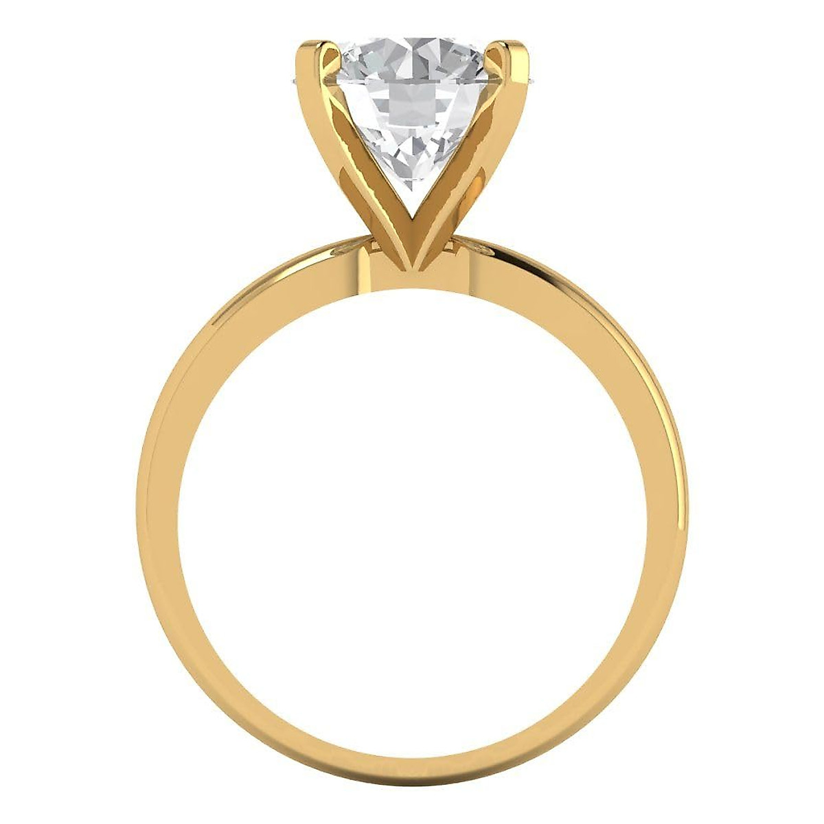 Clara Pucci 3 Ct Brilliant Round Cut Clear Simulated Diamond 14K Yellow Gold Solitaire Engagement Promise Bridal Anniversary Ring Size 10