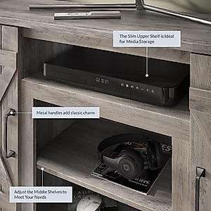 BELLEZE 47 Inch TV Stand & Media Entertainment Center TV Cabinet with Storage for TVs up to 50 Inch Console Table with Open Storage Shelves & Cabinets, Gray Wash