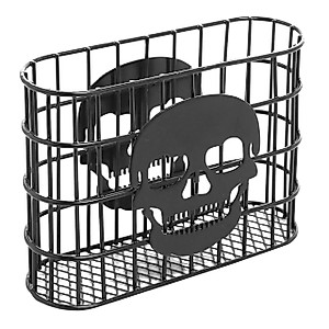 MyGift Black Metal Wire Napkin Holder with Skull Cut Out Design, Halloween Table Decor