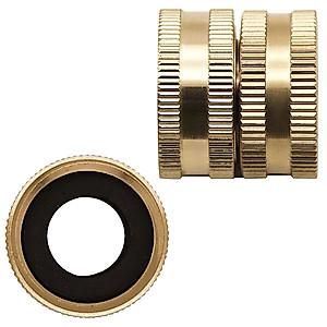 Lifynste 2 Pack 3/4" Heavy Duty Brass Garden Hose Adapter with Dual Swivel for Male Hose to Male Hose, Double Female