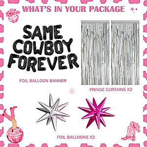 Party Inspo Same Cowboy Forever Bachelorette Decorations, Western Disco Cowgirl Bachelorette Party Decorations, Nashville Bridal Shower Decorations Fringe Curtain Balloon Pink Silver Black