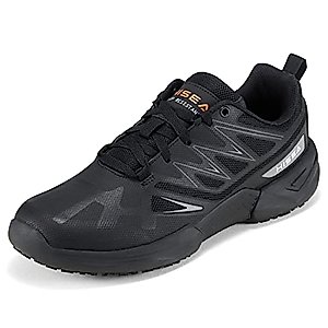 HISEA Non Slip Shoes for Men Slip Resistant Work Shoes Men's Food Service Chef Nursing Walking Shoes for Kitchen Restaurant Size 10.5 Black