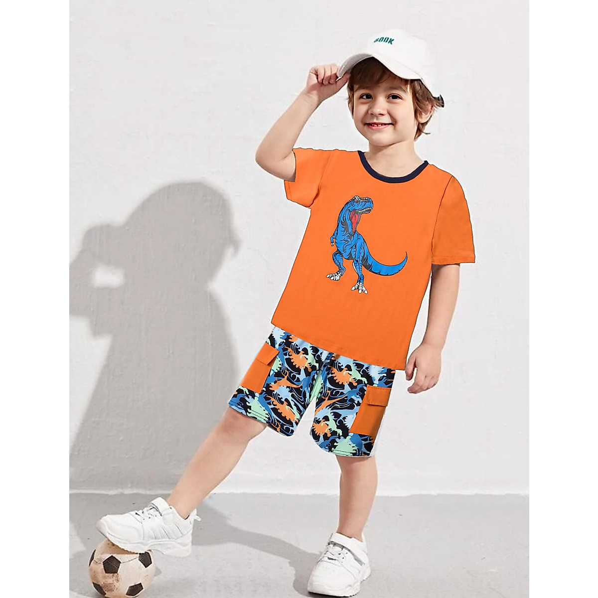 MIGU Toddler Boys Clothes 4-5T Short Sleeve Shirts Tops Shorts Pants Set 2pcs Spring Summer Clothes Dinosaur Outfits