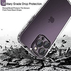 Switdo Compatible with iPhone 14 Pro Max Case Clear with Built-in Screen Protector&Camera Lens Protector,Transparent Cover Full Body Protective Phone Case for iPhone 14 Pro Max 6.7 inch,Clear