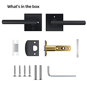 Ohuhu Door Handle, Matte Black Door Knob, Door Handles, Bedroom Door Lock, Door Lever with Modern Contemporary Slim Square Design for Home Bathroom Privacy in Satin Zinc