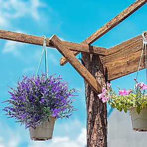 AKOMIC 12pcs Artificial Lavender Flowers Fake Plastic Outdoor Plants UV Resistant Shrubs for Indoor Outside Home Porch Garden Window Box Wedding Party Decoration