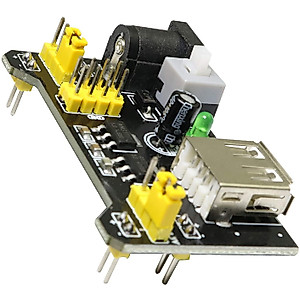 SQXBK 1-Pack MB102 Breadboard Power Supply Module and 9v Battery Clip with 2.1mm X 5.5mm Male DC Plug Assortment Kit for Arduino