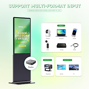 49 Inch Indoor Touch Screen Digital Signage,Floor Standing Digital Signage Displays,Digital Kiosks & Interactive Displays Support HDMI Input,Auto Media Player,Android System,Black ﻿