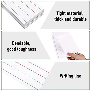 Dry Erase Sentence Strips for Teacher Ruled Sentence Strips Word Writing Strips 16 x 3 Inches White Sentence Strips for Kids Toddlers Students Classroom Supplies (100 Sheet)