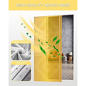 ZOE GARDEN Geometry Magnetic Screen Door for Sliding/Single/French Doors, Self Sealing Magnets Patio Door Screen Heavy Duty Mesh Curtain, Modern Minimalist Abstract Lattice