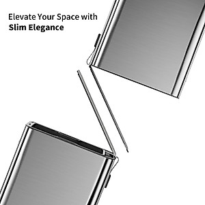 MRBIN Stainless Steel Bathroom Trash Can, 2.6 Gallon Slim Metal Waste Basket with Ultra Thin Lid and Foot Pedal, Step Garbage Can for Narrow Bedroom, Kitchen, Office