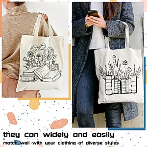 Sweetude 12 Christmas Canvas Book Tote Bags Bulk Club Gifts Aesthetic Book Lovers Librarian Bookish Readers Gifts