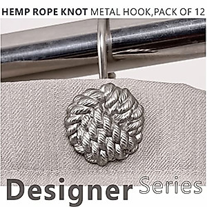 Decorative Shower Curtain Hooks Rings: PopKozzi Rust Proof Matte Nickel Metal Shower Curtain Rings - Boho Nautical Silver Shower Curtain Hangers for Bathroom - Set of 12