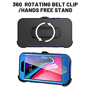 iPhone 8 Plus/7 Plus Case, AICase [Heavy Duty] [Full Body] Tough 4 in 1 Rugged Shockproof Cover with Built-in Screen Protector for Apple iPhone 8 Plus/7 Plus (Dark Blue/Light Blue+Belt Clip)