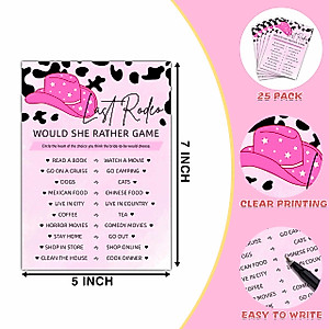 Last Rodeo Bachelorette Game - Nashville Cowgirl Bridal Shower Games - Would She Rather Wedding Shower Games Ideas - Country Engagement Party Games Supplies & Activities - 25 Game Cards(01)
