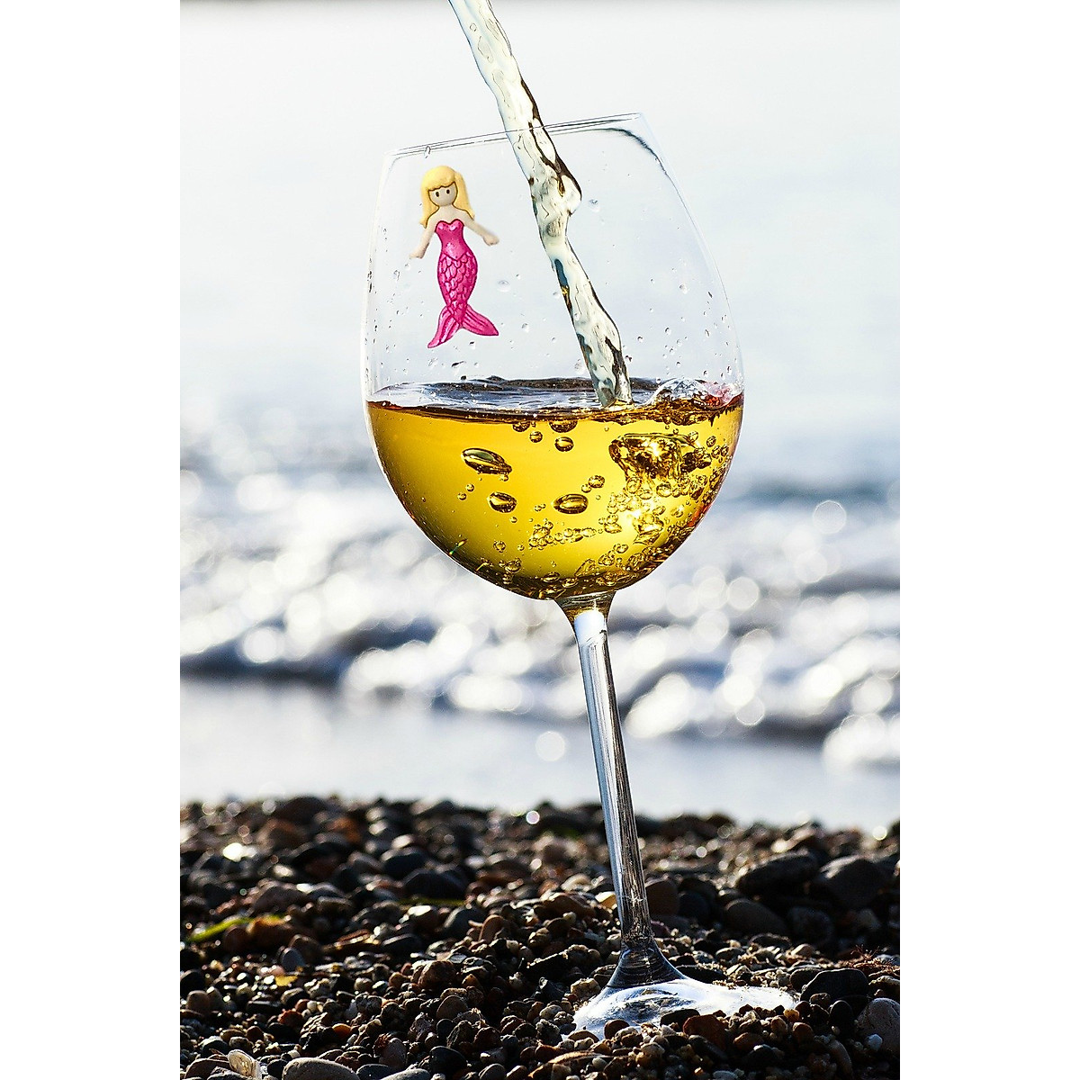 Simply Charmed Mermaid Magnetic Wine Charms and Glass Markers Set of 6 - Great Mermaid Gift for Women