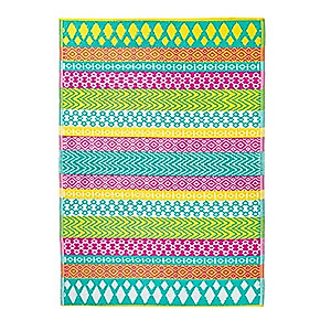 Talking Tables Colorful Waterproof Outdoor Rug - Plastic, Lightweight & Non Slip Mat with Geometric Pattern - for Garden, Patio, Decking, Bathroom, Utility, Picnic 47" x 70"
