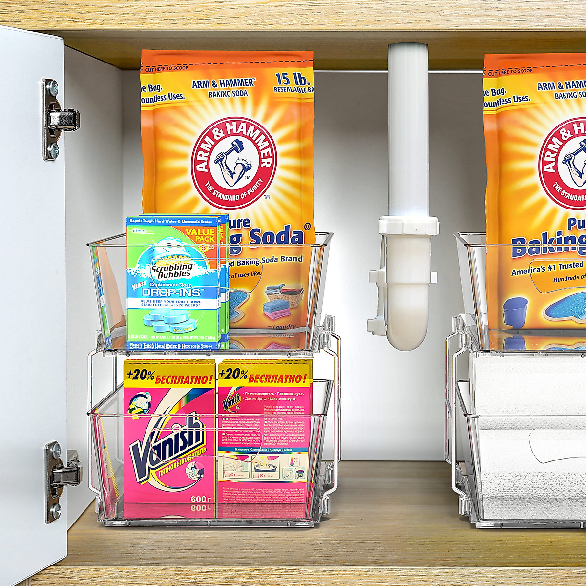 Simple Houseware 2 Tier Basket Drawer Cabinet Pull-Out Organizer, Clear