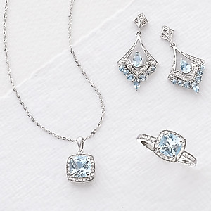 Ross-Simons 0.80 ct. t.w. Aquamarine Chandelier Earrings With Diamonds in Sterling Silver