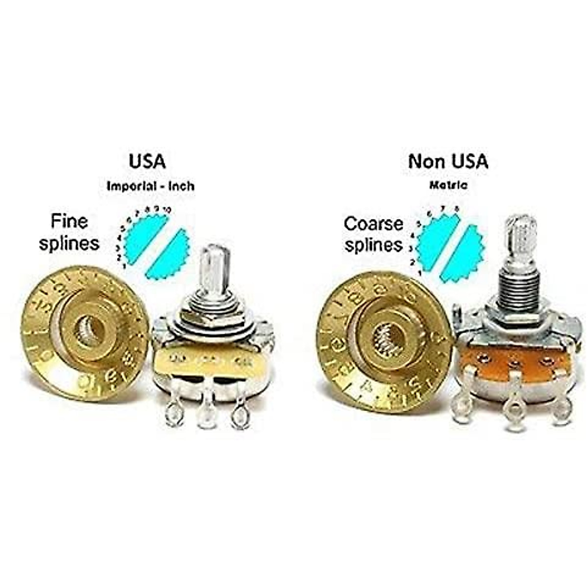 KAISH 4pcs Chrome LP Metal Bell Knobs Push On Guitar Bass Top Hat Knob for 5.8mm Split Shafts