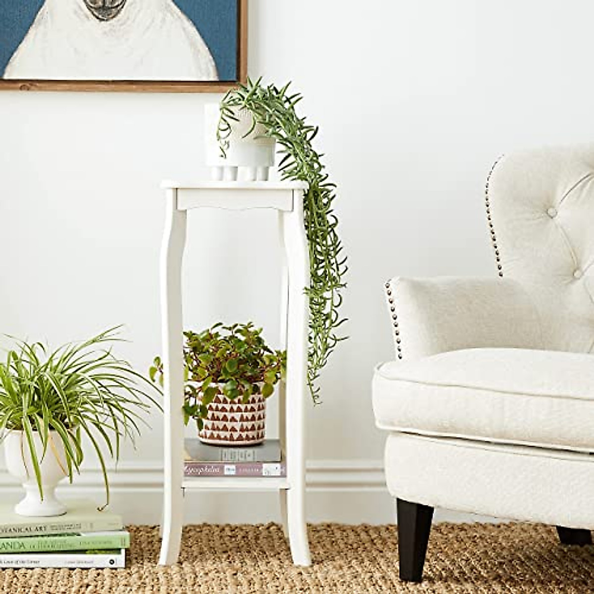 Frenchi Home Furnishing 2 Tier Plant Stand, WHITE