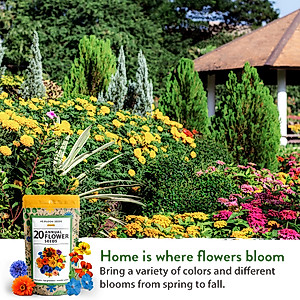 HOME GROWN 20 Flower Seeds Variety Pack - Individual Flowers Seeds for Planting | Flower Seeds Packs for Planting Outside & Indoors