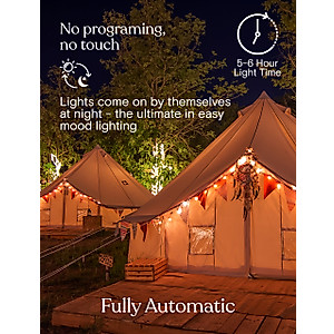 Brightech Ambience Pro – Solar Power Remote Control Outdoor String Lights with Edison Bulbs – Shatterproof, Commercial Grade LED Waterproof Patio Lights – 1W, 3,000K, Hanging, 48 ft