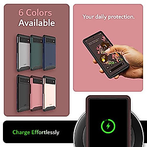 TUDIA DualShield Designed for Google Pixel 6 Case (2021), [Merge] Shockproof Military Grade Slim Heavy Duty Dual Layer Tough Protection for Pixel 6 Phone Case - Smokey Pink