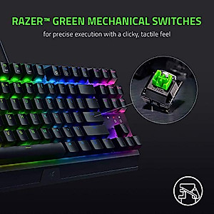 Razer BlackWidow V3 Tenkeyless Mechanical Gaming Keyboard: Razer Mechanical Switches - Chroma RGB Lighting - Compact Form Factor - Programmable Macro Functionality - USB Passthrough (Renewed)