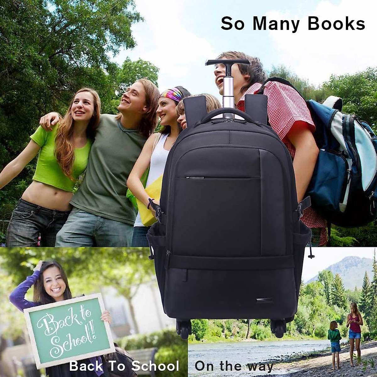 AOPMGOE AOKING 21″Water Resistant Rolling Wheeled Backpack Laptop Compartment Bag (Black)