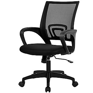 Furniture of America Knoll Ergonomic Desk Chair, Mesh Computer Chair with Lumbar Support& Armrest, Adjustable Home Mid Back Task Chair Modern Executive Rolling Swivel for Home Office, Black