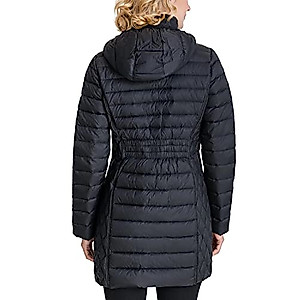 Michael Michael Kors Women's Black Hooded Down Packable Jacket Coat with Removable Hood 3/4 Length Long (M)