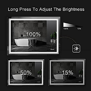 FRALIMK Lighted Bathroom LED Mirror 32" x 44" Wall Mounted Vanity Mirror Dimmable Led Makeup Mirror with High Lumen Anti-Fog Bathroom Vanity Mirror, Horizontally/Vertically Hanging
