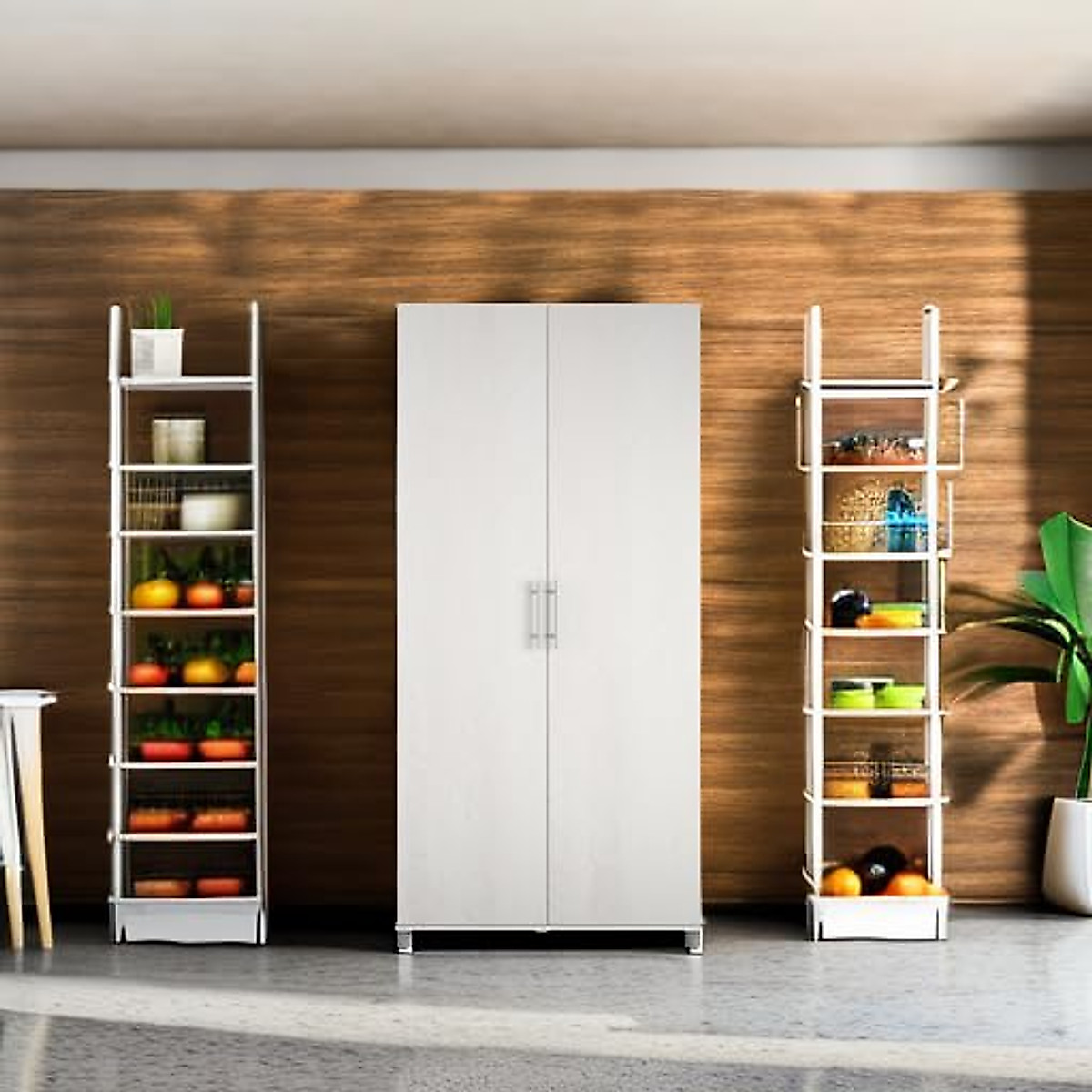 SystemBuild Evolution Camberly 36" Utility Storage Cabinet in Ivory Oak