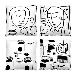 AEFPOYMXU Square Decorative Throw Pillow Covers Set of 4 White Couch Pillows with Zipper for Summer Farmhouse Living Room Soft Short Plush (18"*18")