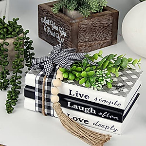 3 Pieces Fashion Decorative Book Farmhouse Real Hardcover Decorative Stacked Wood Fake Books Modern Decorative Book Stack Display Book for Coffee/Tables/Shelves Home Decor (Farmhouse Decor Style)