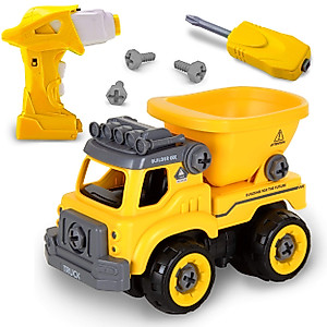Flybar Remote Control Take Apart Dump Truck – Take Apart Toys with Electric Drill - DIY Assembly with Realistic Sounds, Age 3 and Up – by Power Gearz