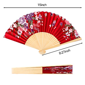 Chinese Style Silk Fan Folding Fan Art Gifts Dance Hand Fan Vintage Folding Hand Held Flower Fan (D,21 * 3.5CM)