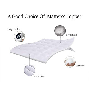 Full Size- 1 Piece 800 GSM Down Alternative 2 Inch Thick Upto 15" Deep Pocket Fluffy Mattress-Topper Protector for Extra Soft Comfortable Sleep for All Season- Full(54X75 Inche), Burgundy