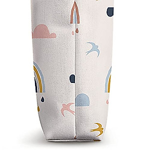 Rainbow Pattern in Pink Blue & Navy on Cream White AEV084 Tote Bag