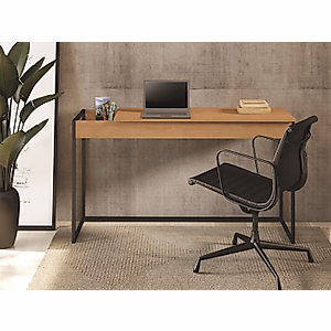 Casabianca Furniture Noa Office Desk in Birch Melamine with Black Metal Painted Frame.