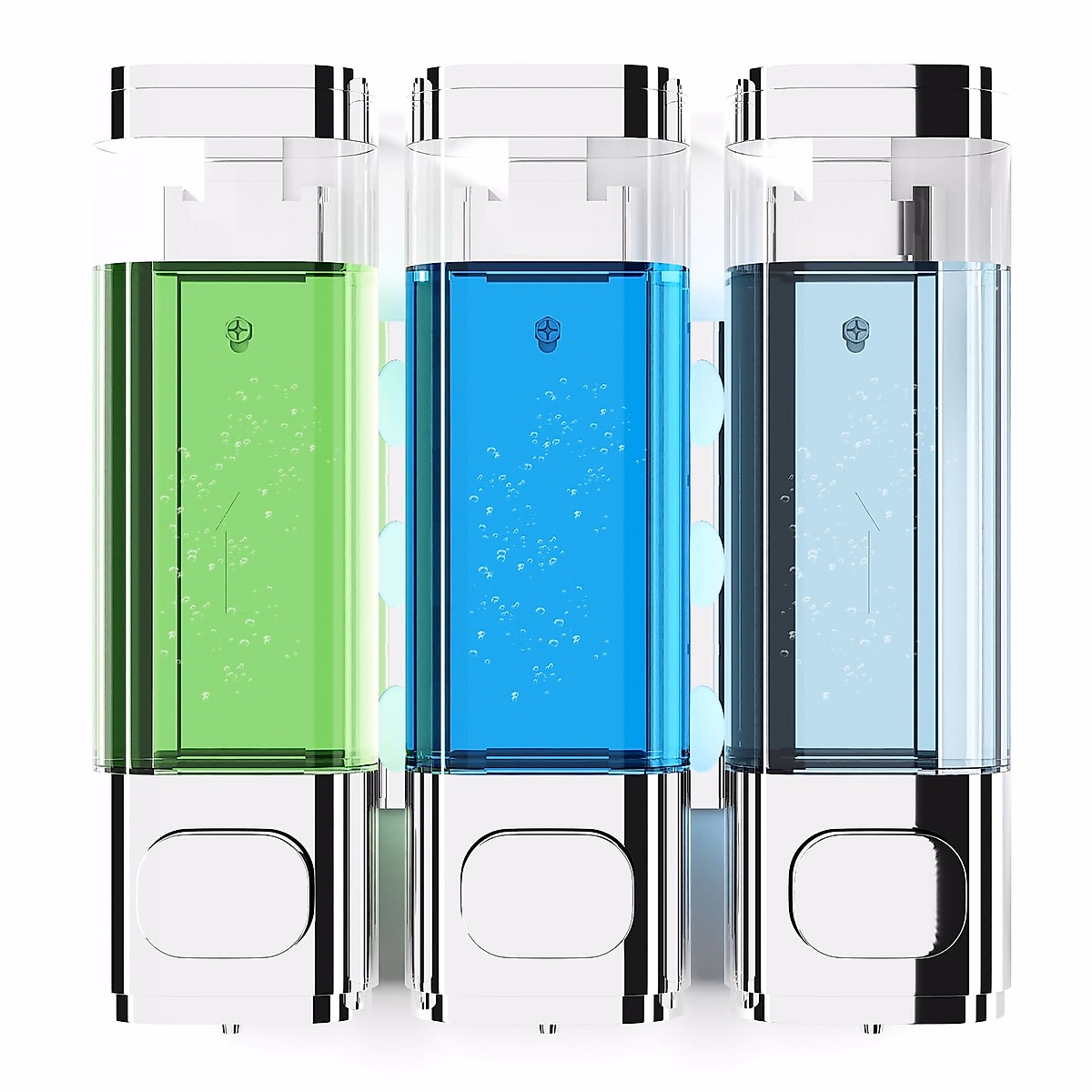 3-Chamber Wall Mounted Shampoo and Conditioner Dispenser,300ML Each Shower Soap Dispenser,Easy Refill,No Drip,Ideal for Shampoo,Conditioner,Body Wash for Bathroom Kitchen Hotel