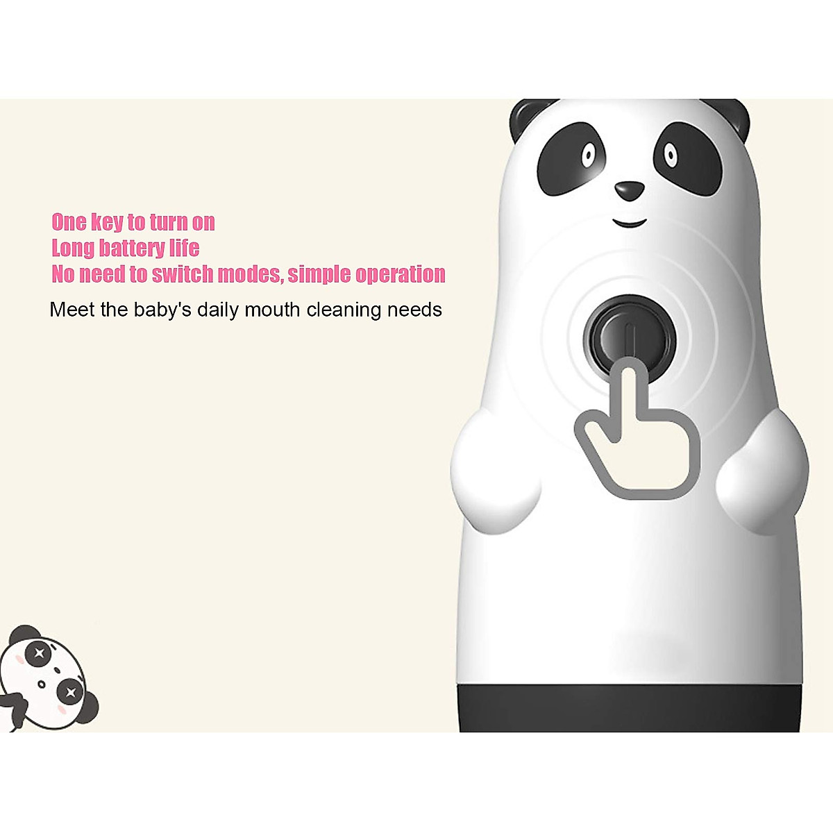 POCREATION Sonic Electric Toothbrush, Soft Bristles Tooth Brush, Panda Pattern Teeth Brush, Electric Kids Toothbrush, Oral Caring Tool for Children